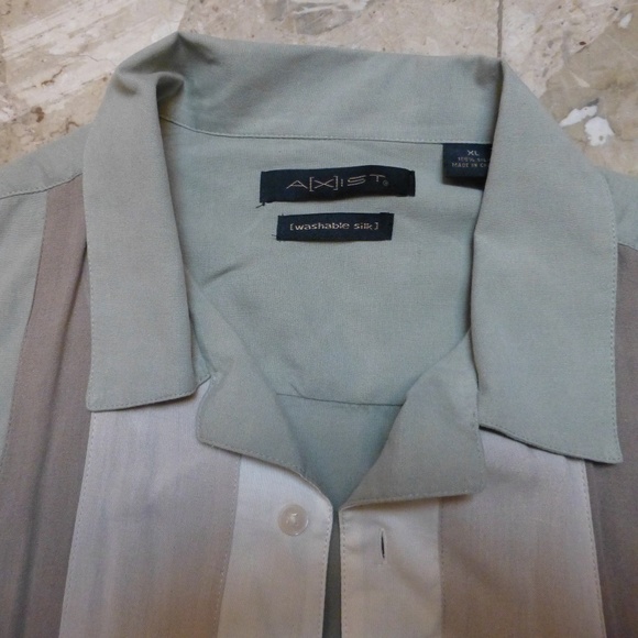 Axist | Shirts | Axist Mens Aloha Washable Silk Shirt Grn Beige Wh ...